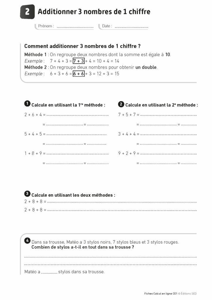 GYM DES MATHS – Calcul mental – Calcul à la ligne – CE1 – Editions-sed